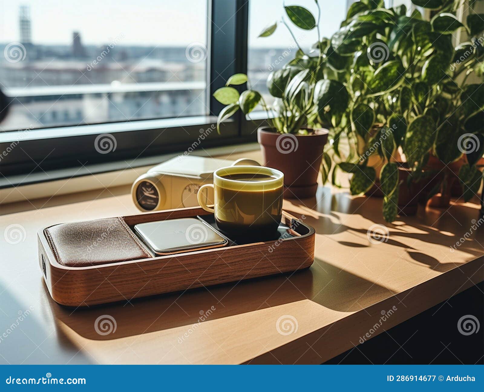 First Person Angle Work Desk Setup for Graphic Design Stock ...