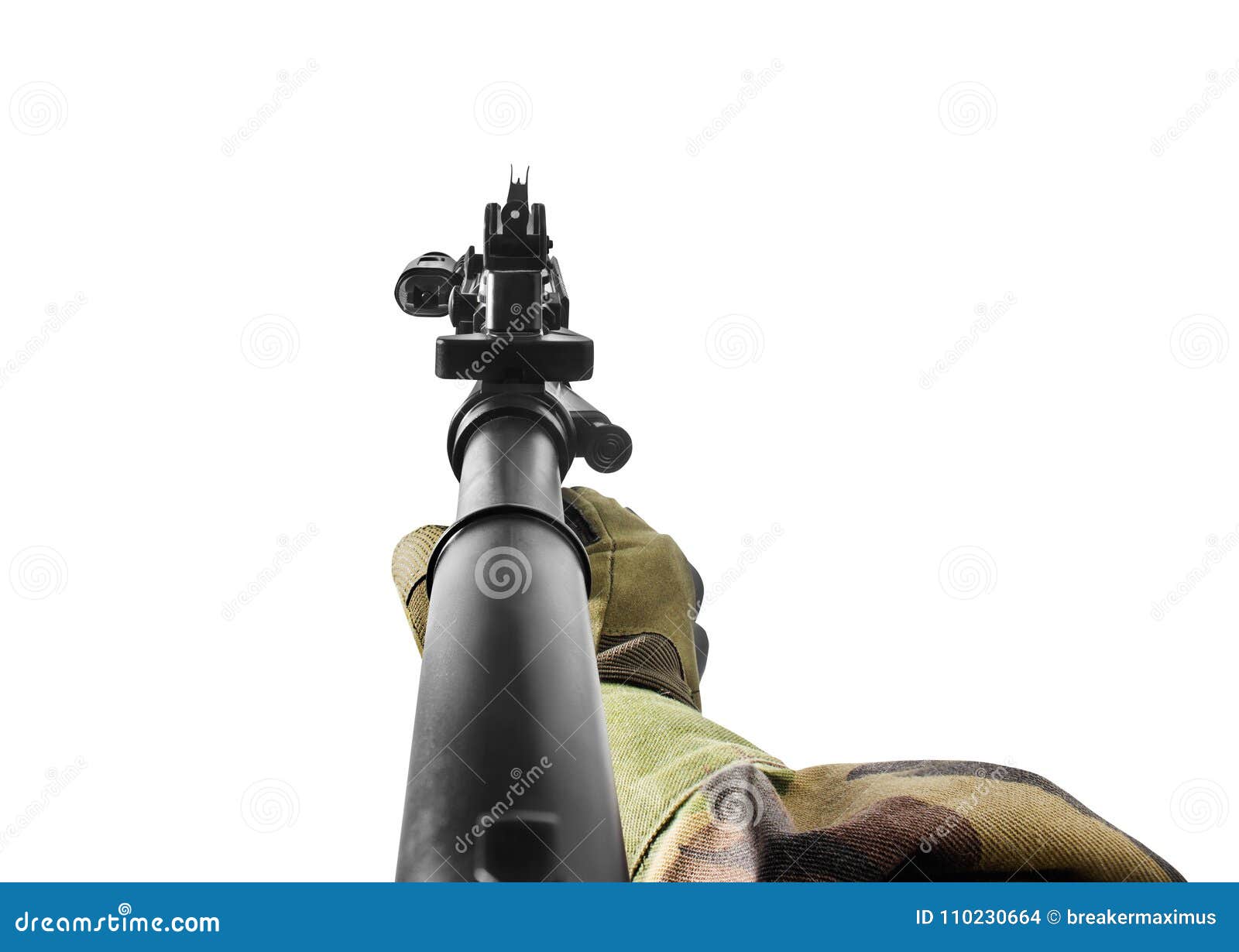 First Person Hand Holding a Rifle. Stock Photo - Image of safety ...