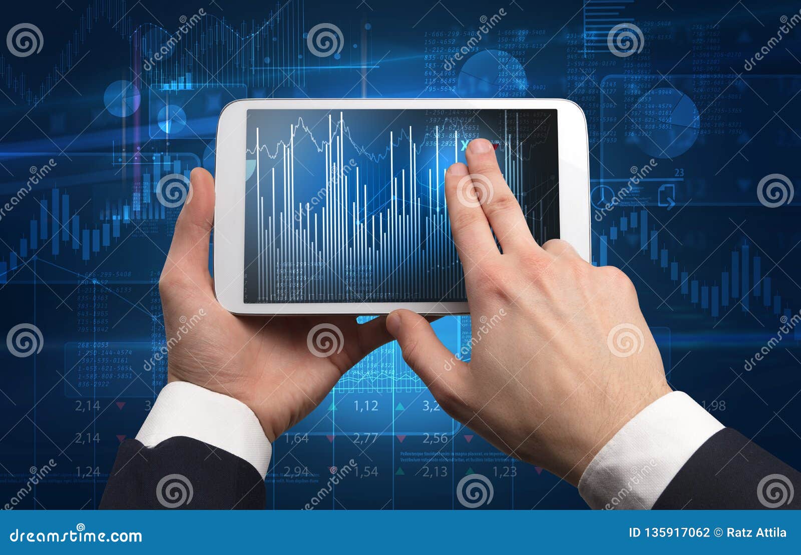 Hand Using Tablet and Checking Financial Report Concept Stock Photo ...