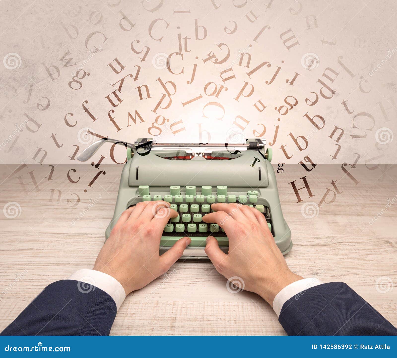 First Person Perspective Elegant Hand Typing with Flying Letters ...