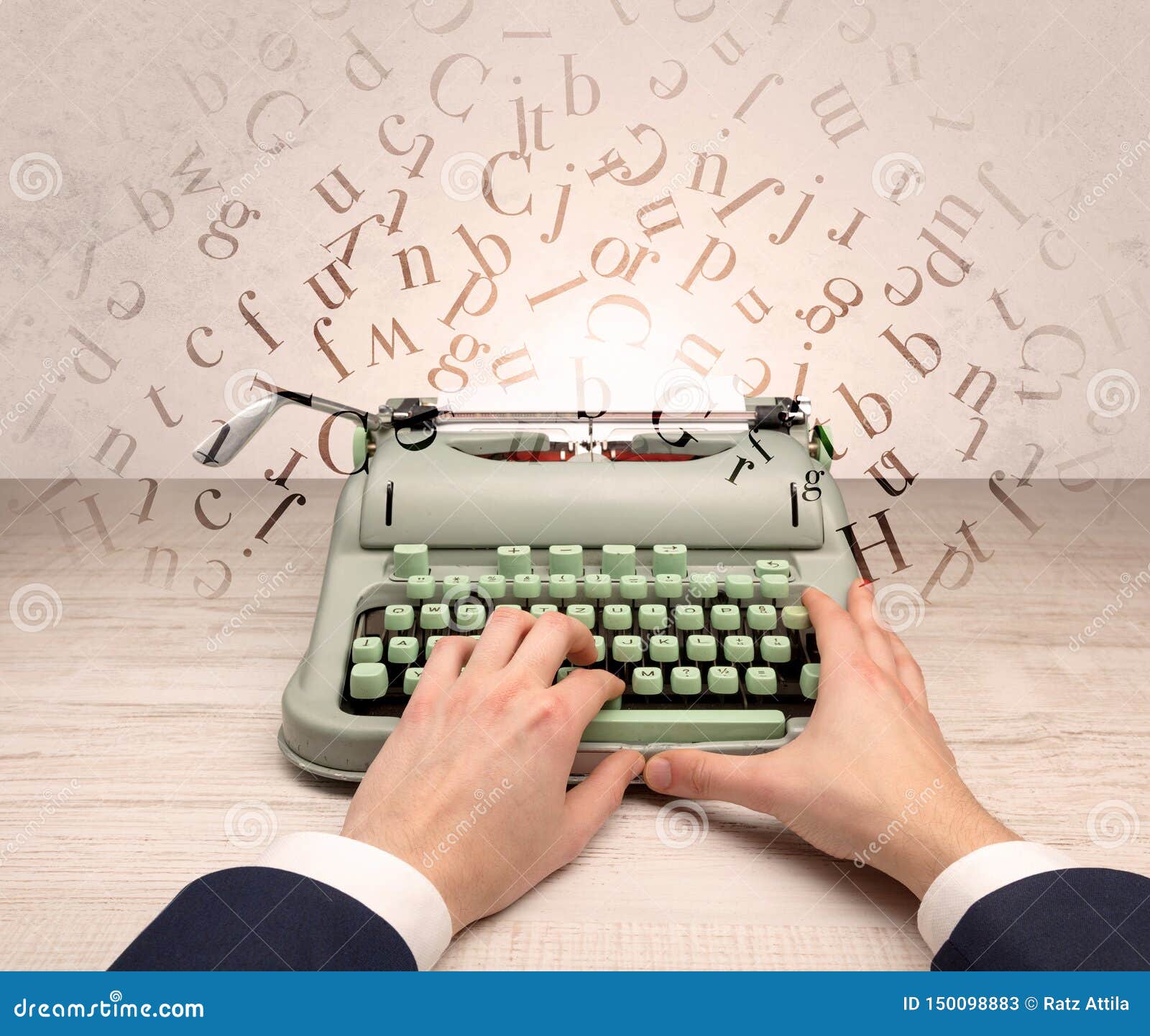 First Person Perspective Elegant Hand Typing with Flying Letters ...