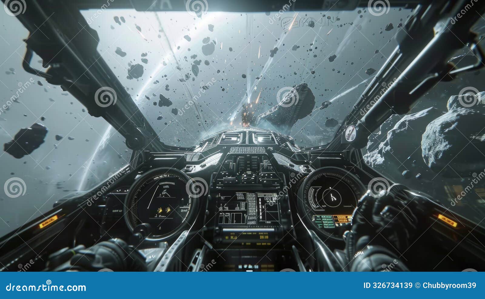 First-person View from the Cockpit of a Spacecraft Navigating through ...