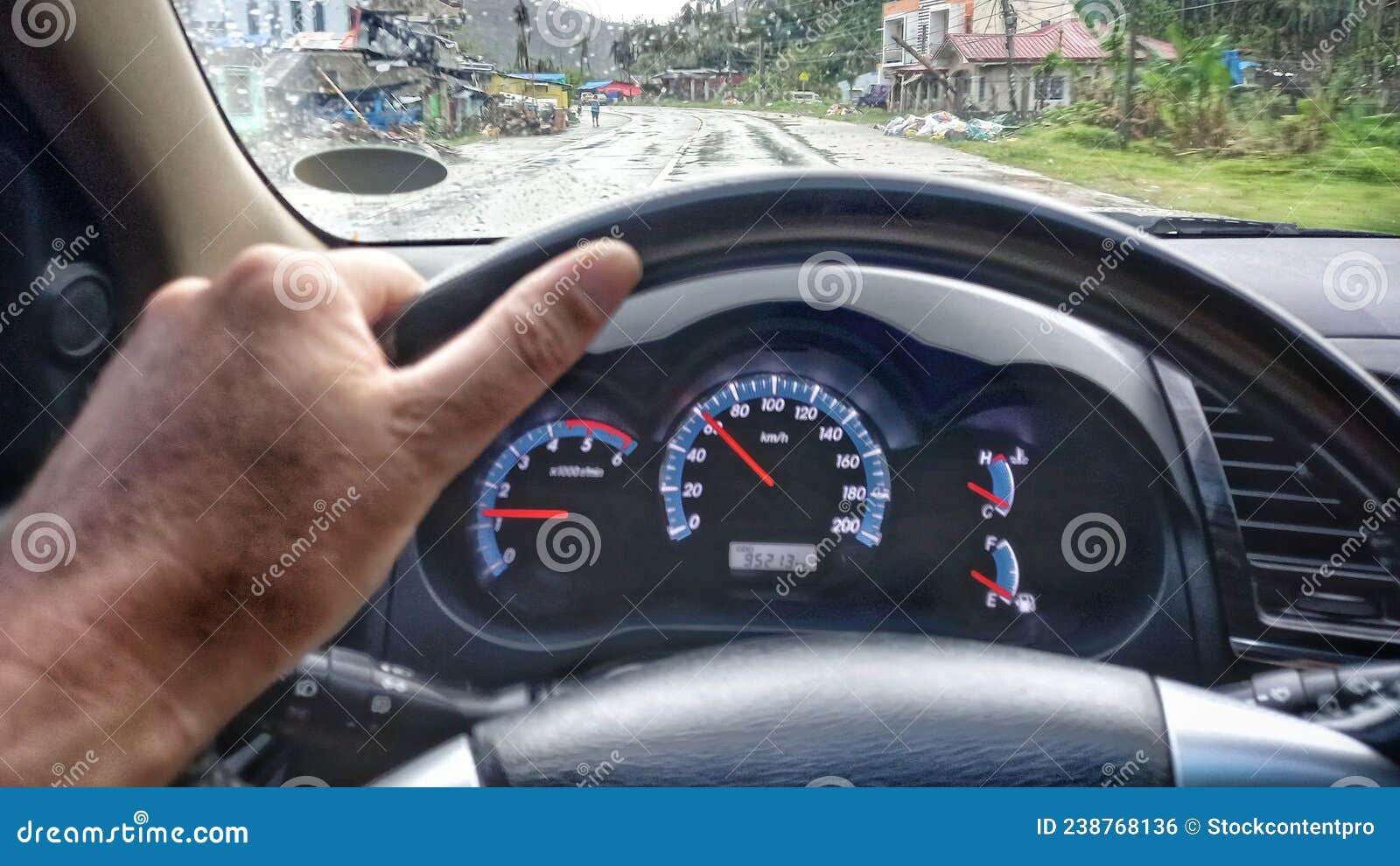 First Person View Driving a Car Along the Road. Stock Photo - Image of ...