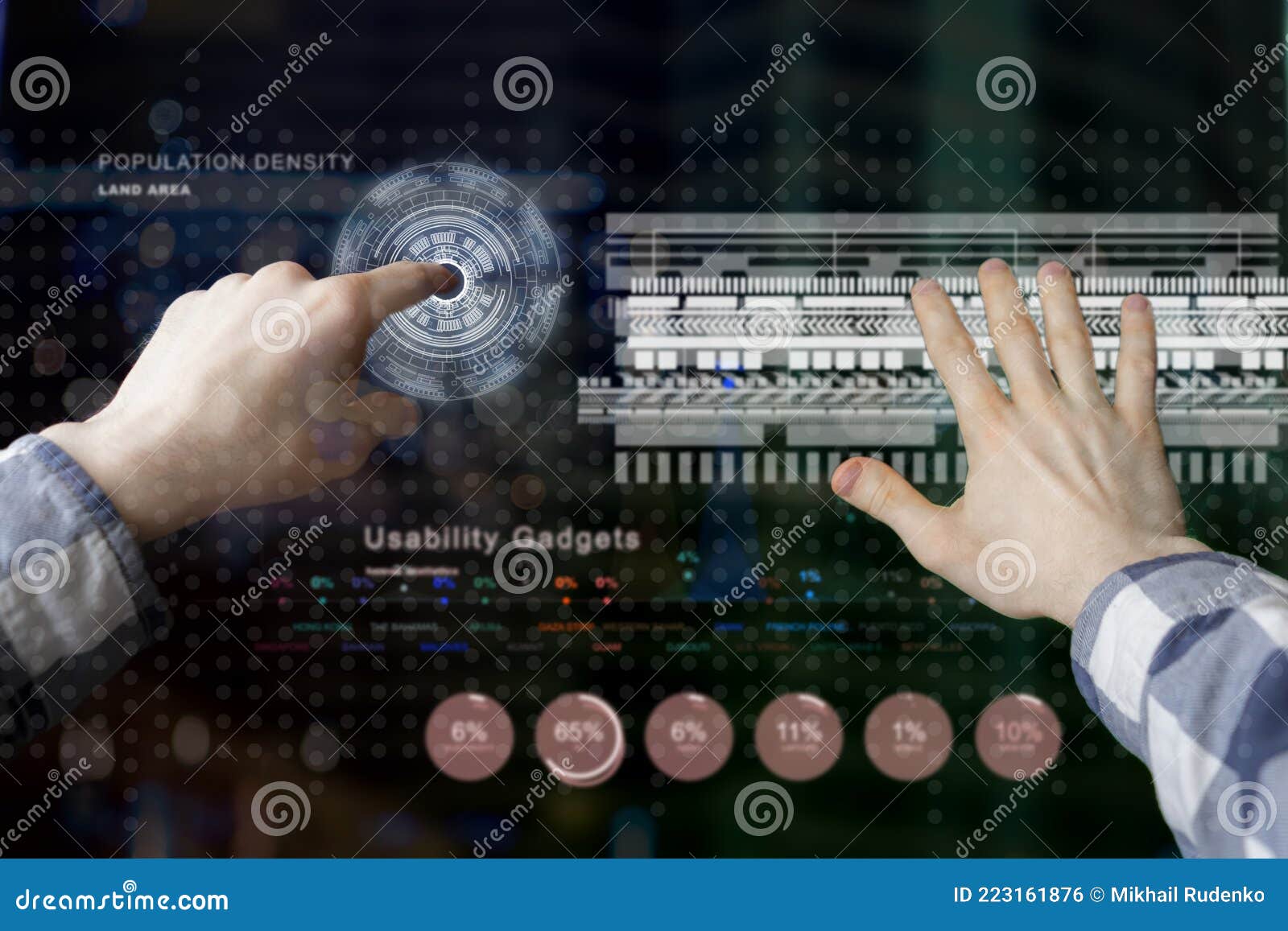 First Person View of Person Use Modern 3d Interface Hud Science Stock ...