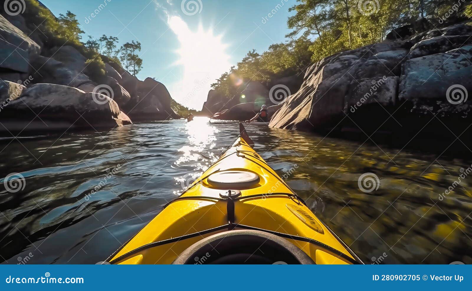 First-person View Whitewater Kayaking Extreme Kayaking. Generative AI ...