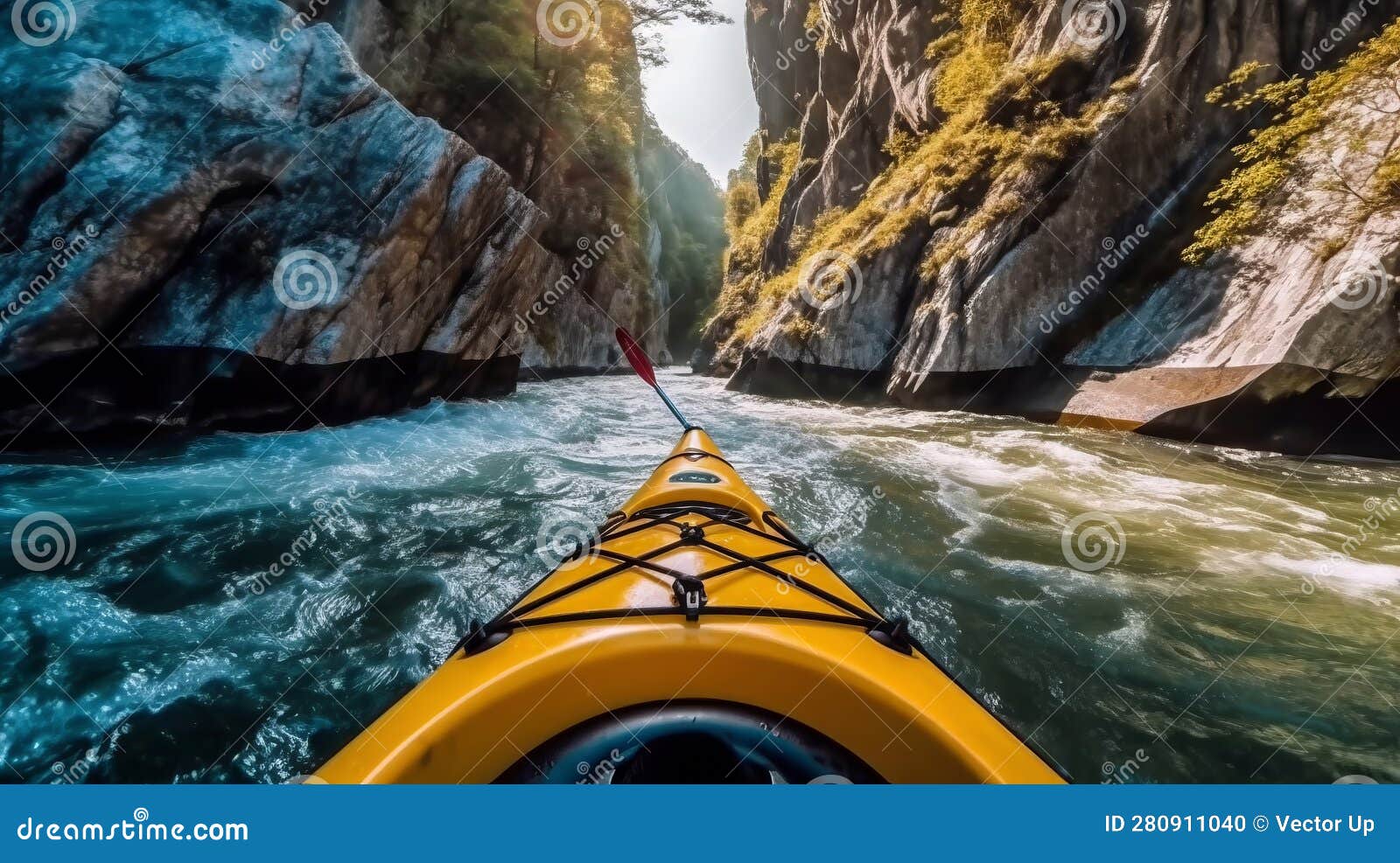 First-person View Whitewater Kayaking Extreme Kayaking. Generative AI ...