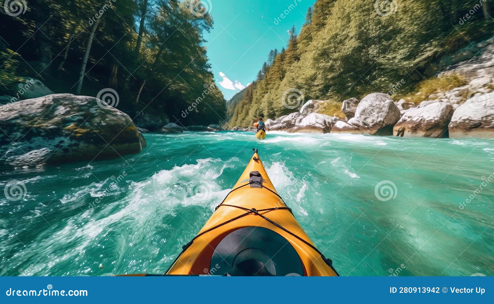 First-person View Whitewater Kayaking Extreme Kayaking. Generative AI ...