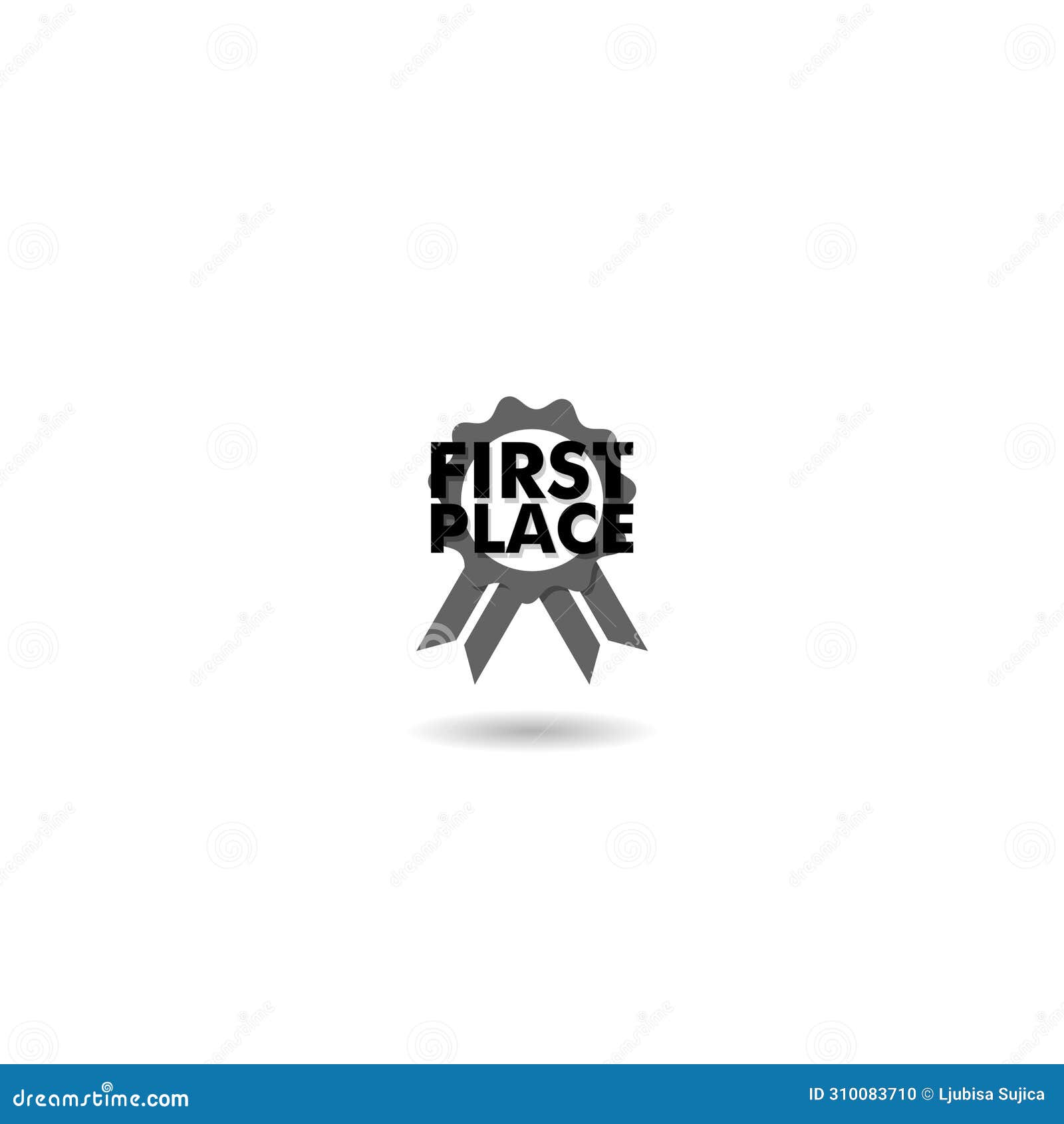 First Place Badge Icon with Shadow Stock Vector - Illustration of metal ...