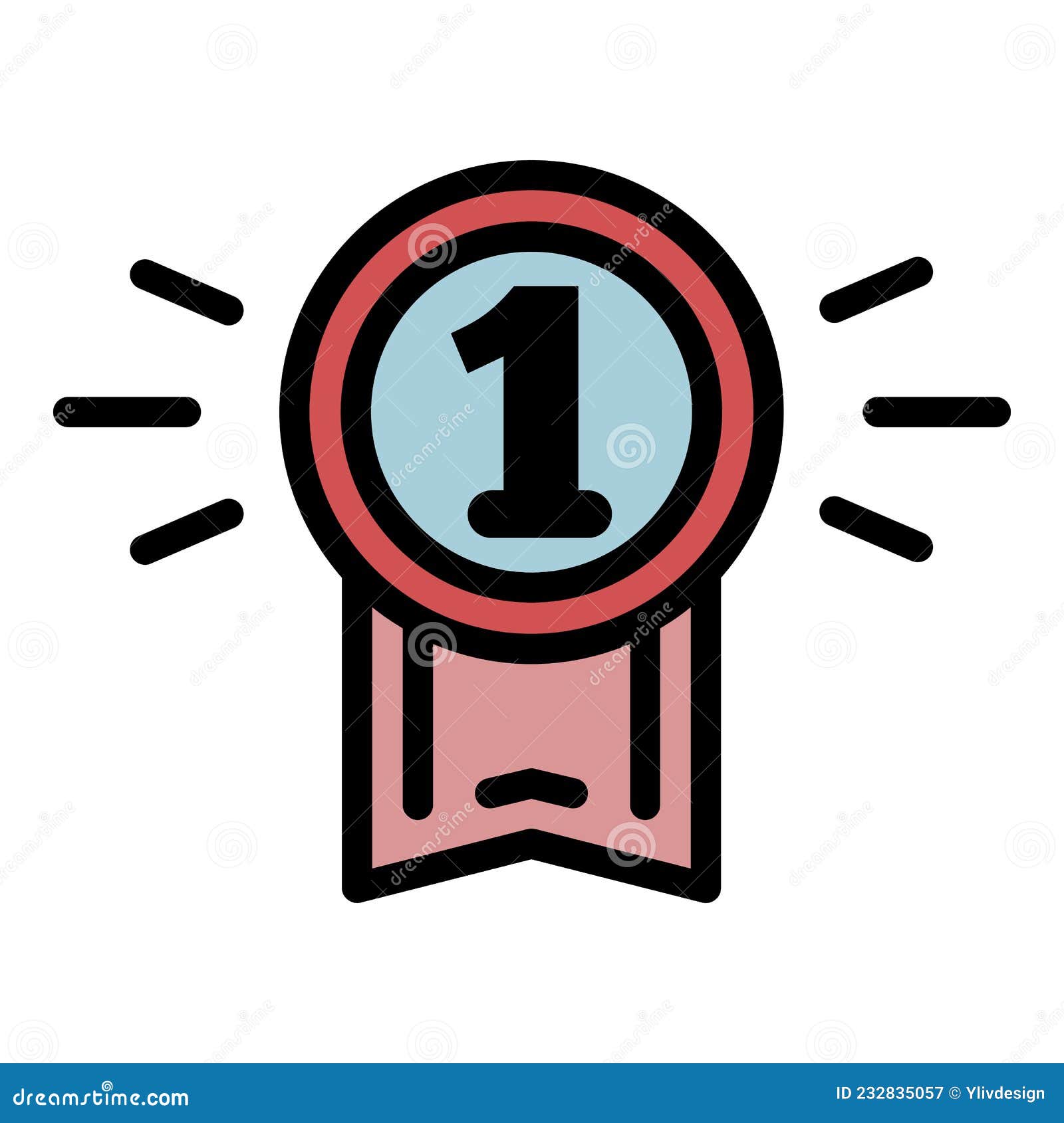 First Place Emblem Icon Color Outline Vector Stock Illustration ...