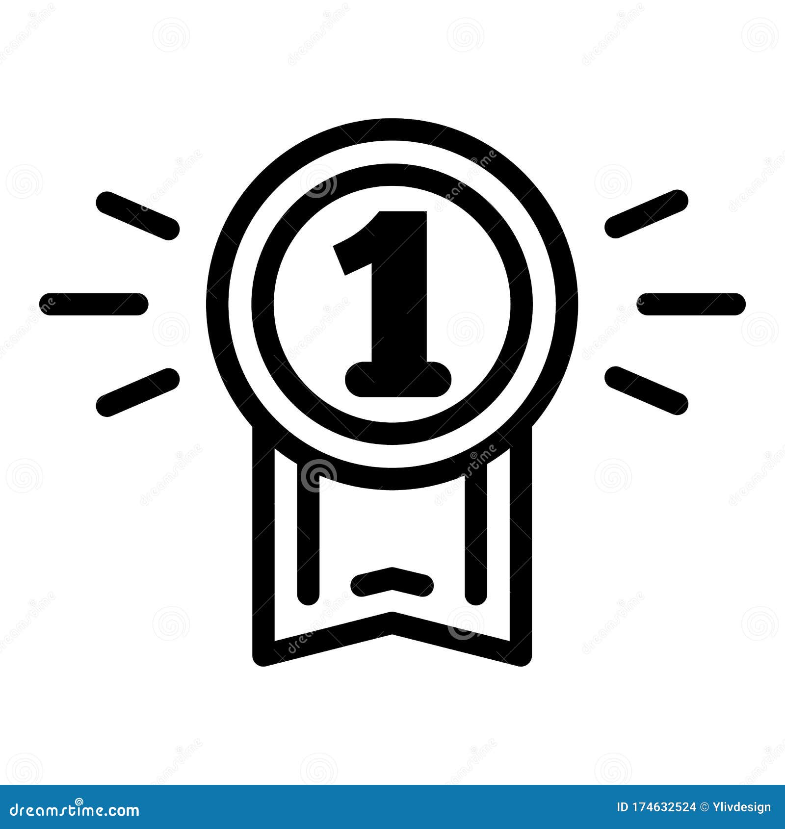 First Place Emblem Icon, Outline Style Stock Vector - Illustration of ...