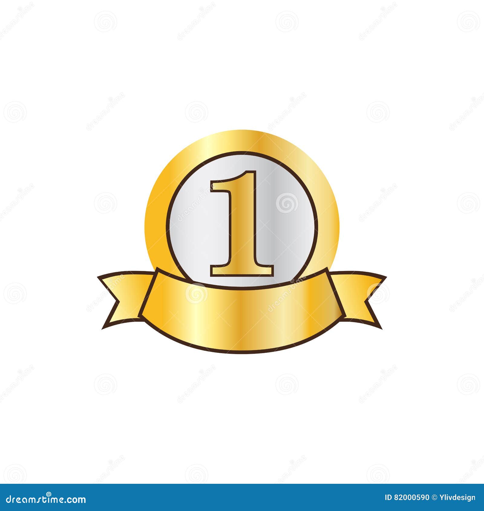 First Place Golden Label Icon, Flat Style Stock Vector - Illustration ...