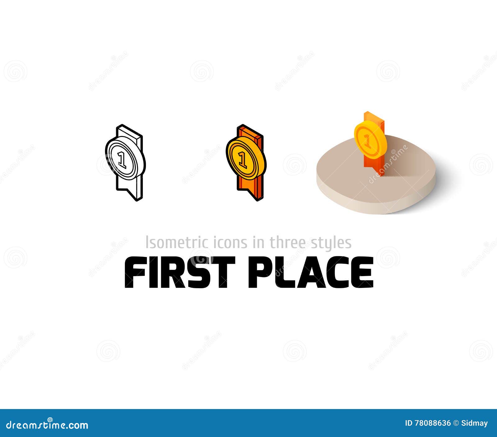 First Place Icon in Different Style Stock Vector - Illustration of line ...