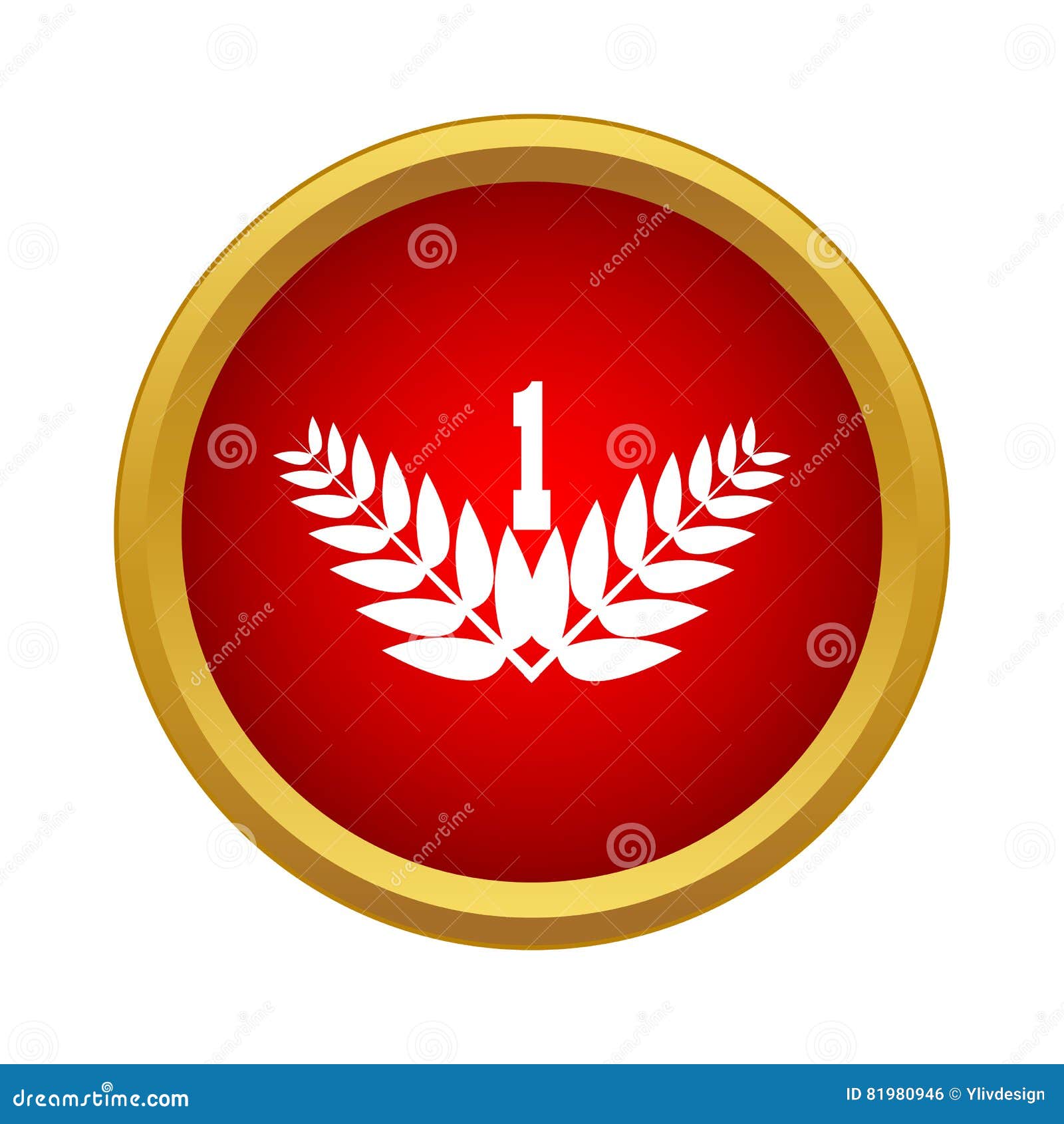 First Place with Laurel Branches Icon Simple Style Stock Vector ...