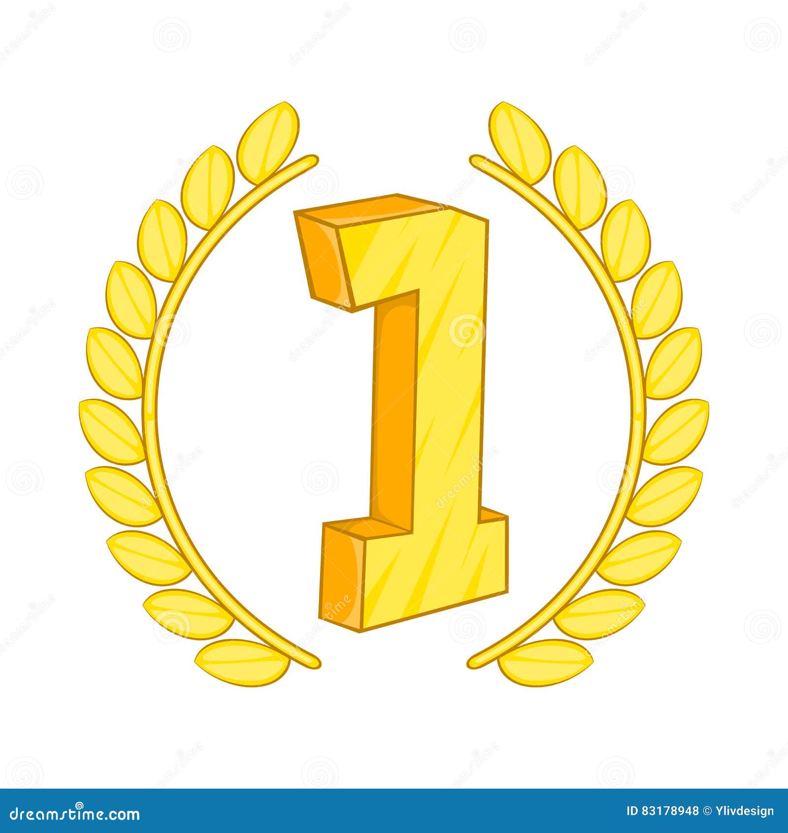 First Place Laurel Label Icon, Cartoon Style Stock Vector ...