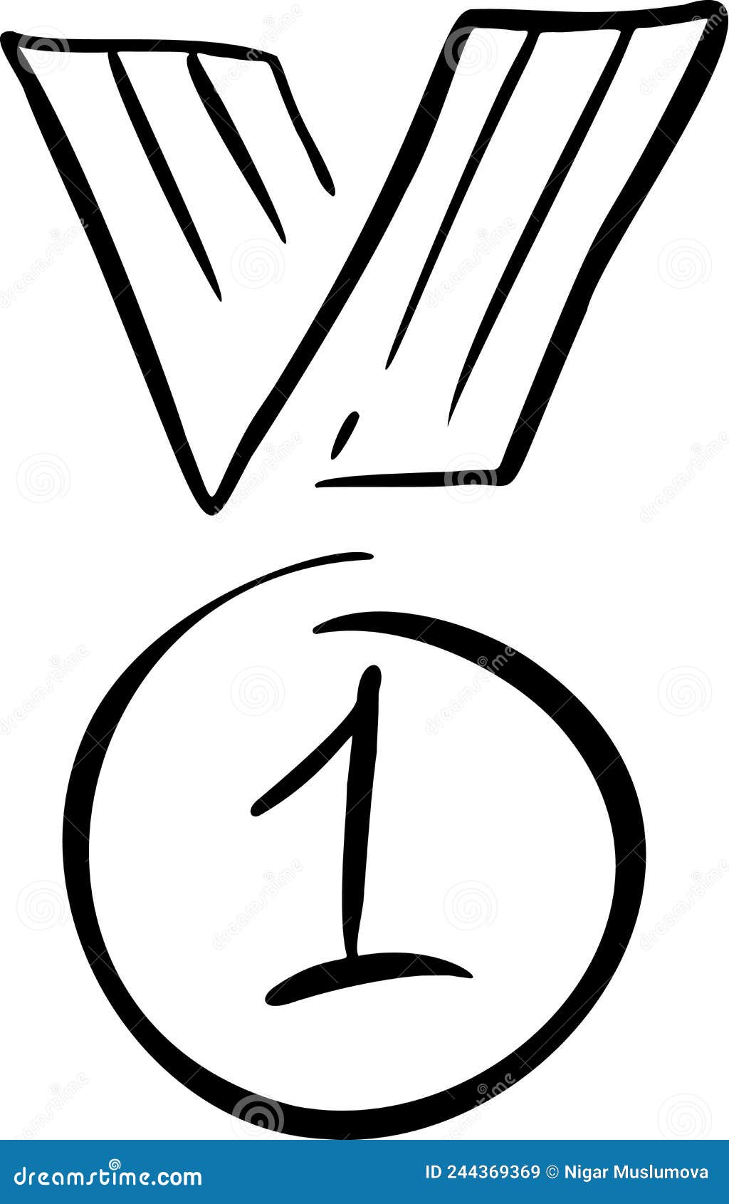 First Place Medal Hand Draw Vector Illustration Stock Vector ...