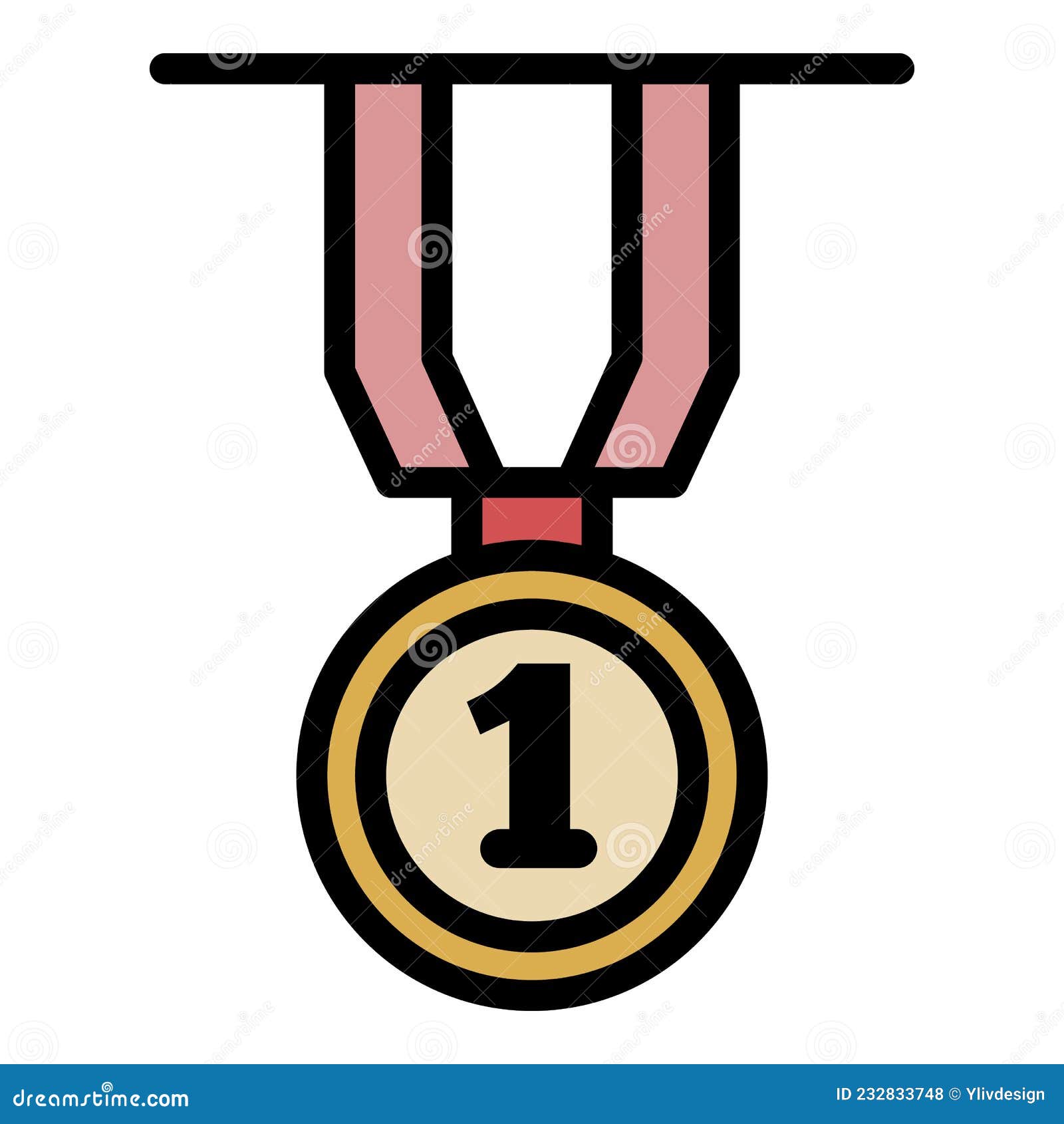First Place Medal Icon Color Outline Vector Stock Vector - Illustration ...
