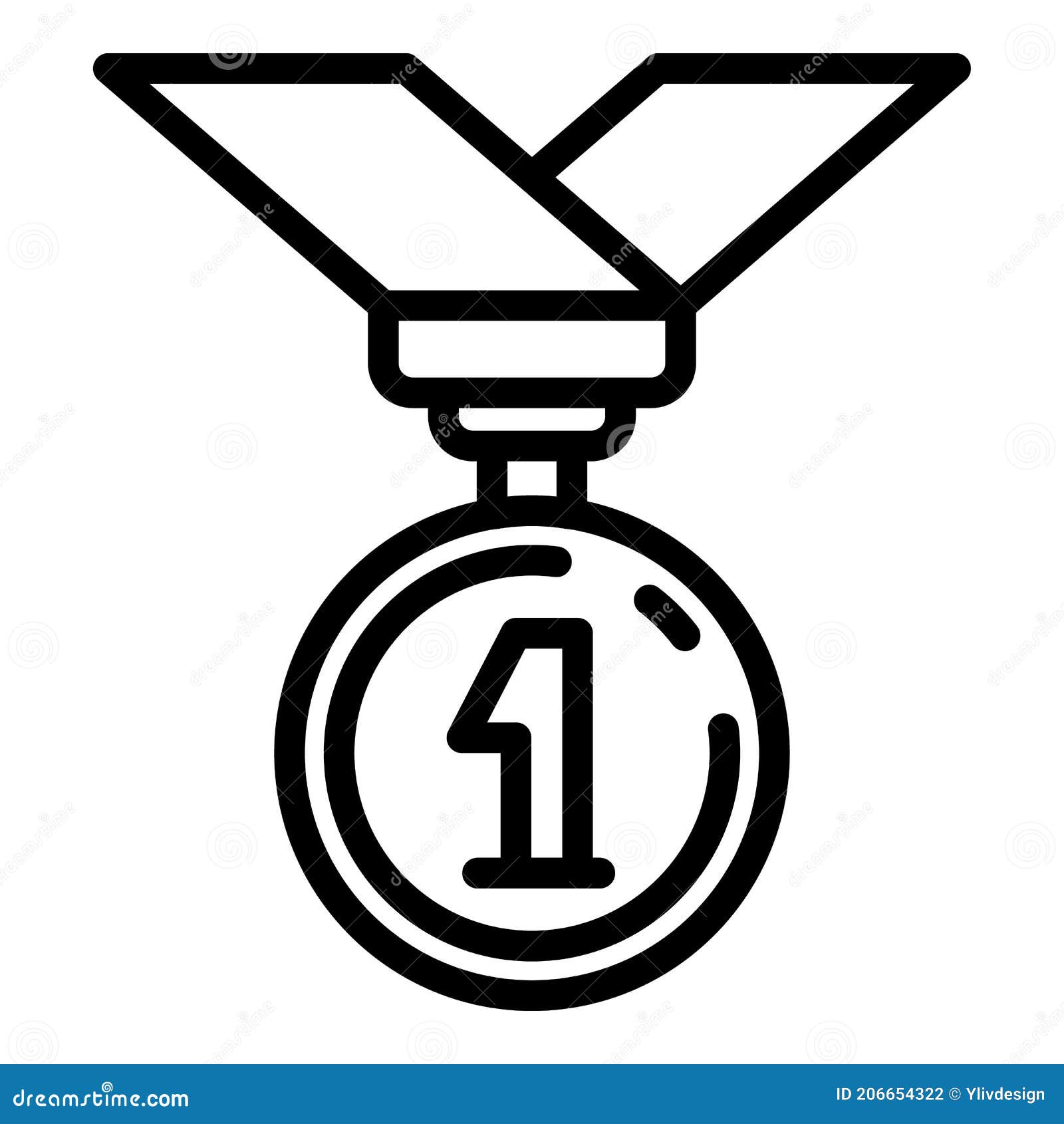 First Place Medal Icon, Outline Style Stock Illustration - Illustration ...