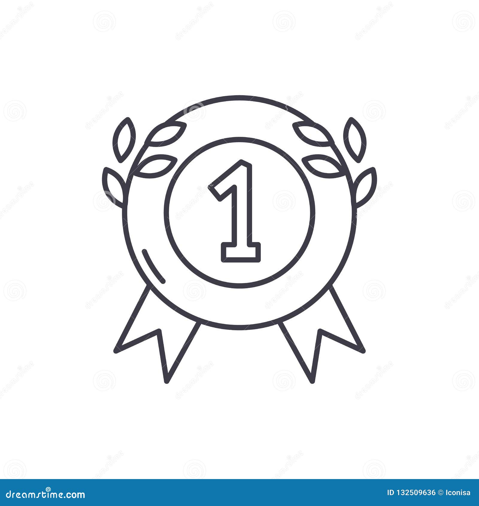 First Place Medal Line Icon Concept. First Place Medal Vector Linear ...