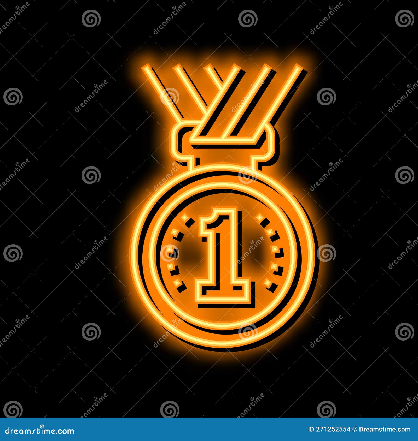 First Place Medal Neon Glow Icon Illustration Stock Vector ...
