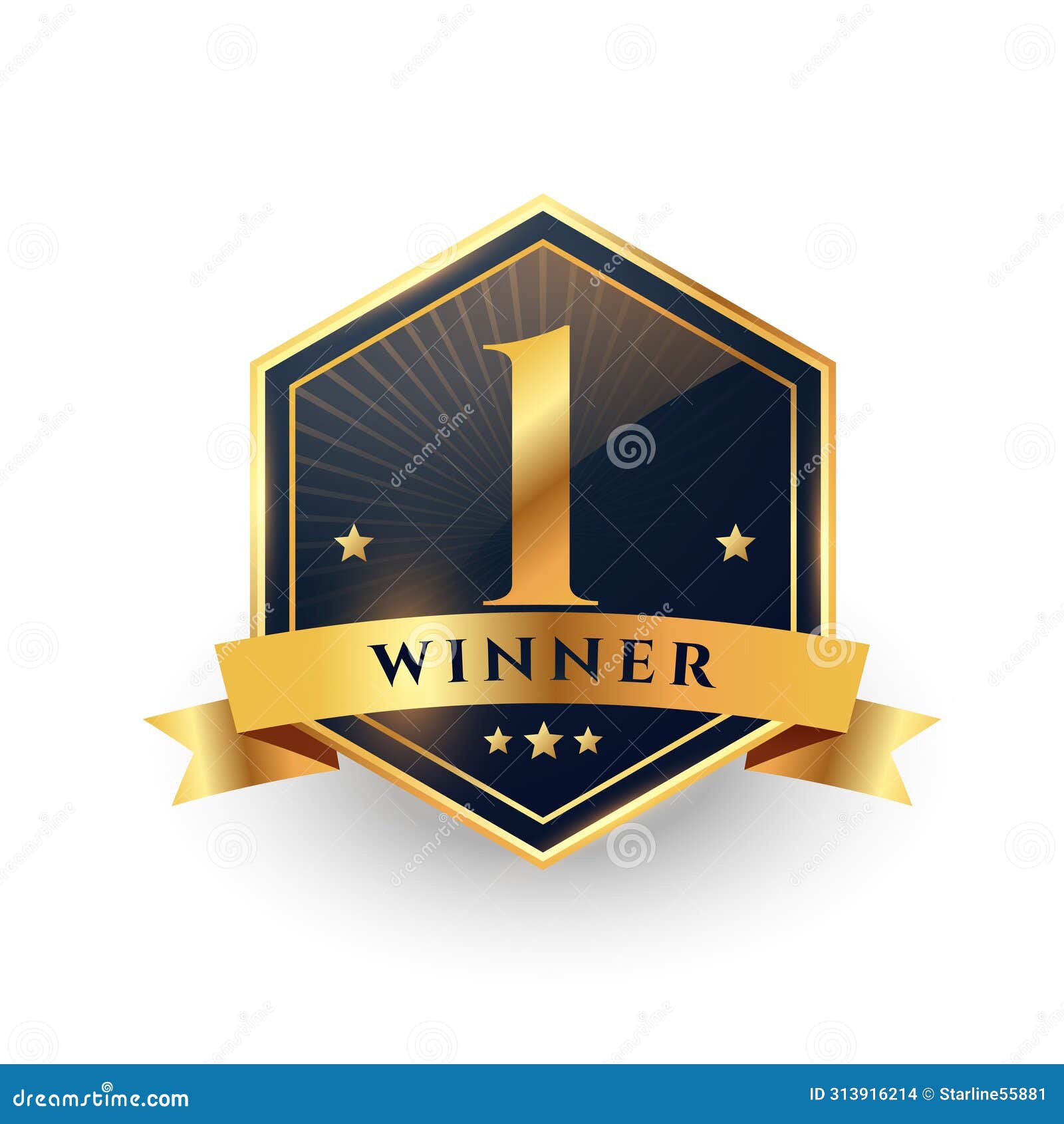 First Place Number One Winner Golden Label Design Stock Vector ...