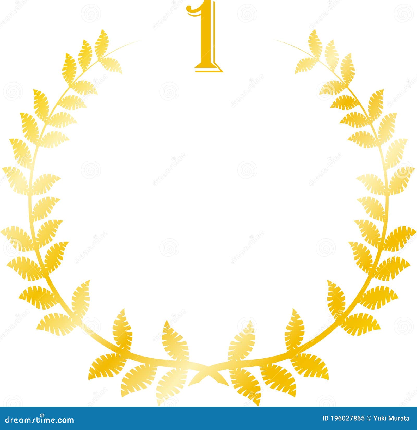 First Place Round Frame of Gold Laurel and Crown Stock Vector ...