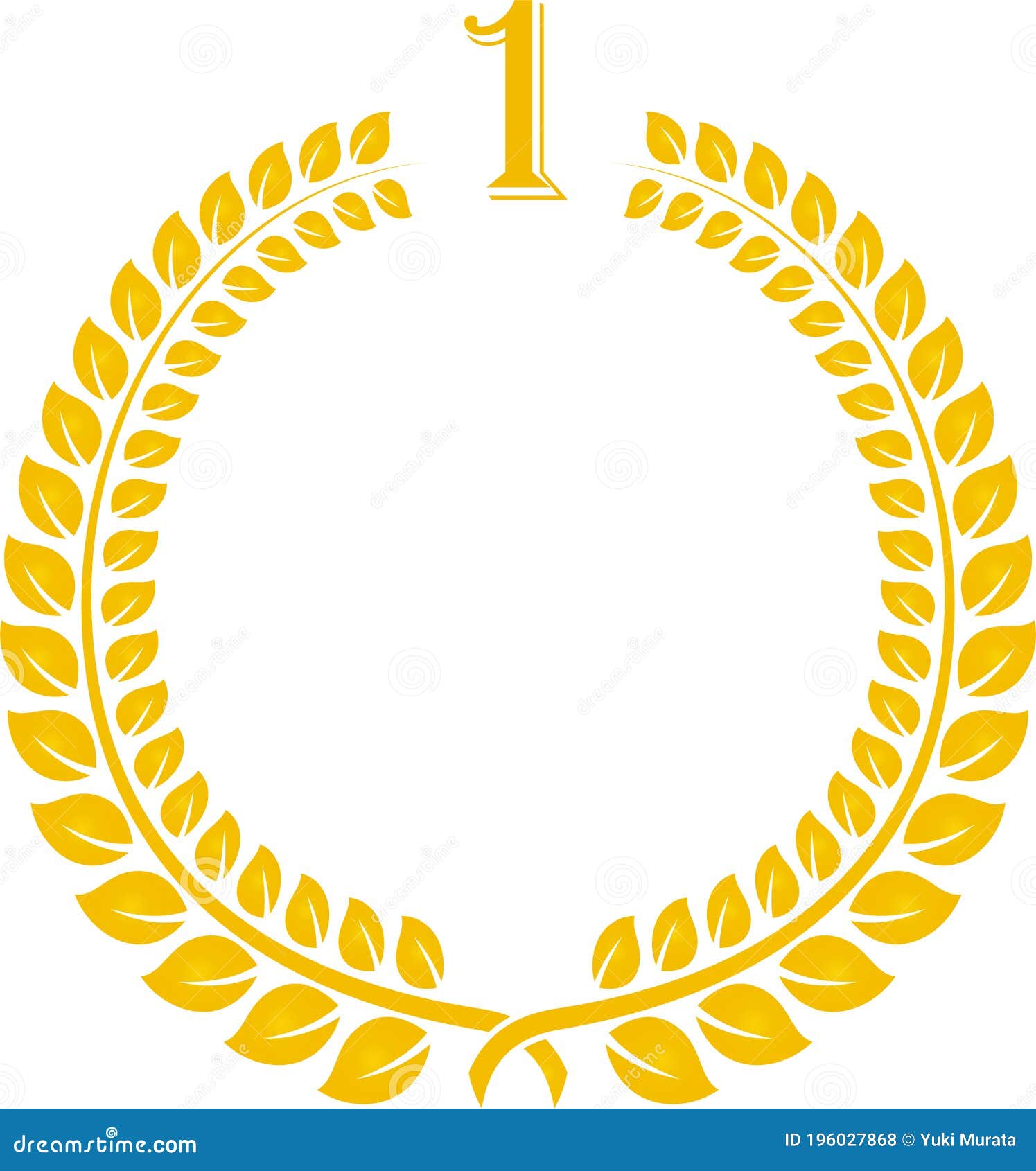 First Place Round Frame of Gold Laurel and Crown Stock Vector ...