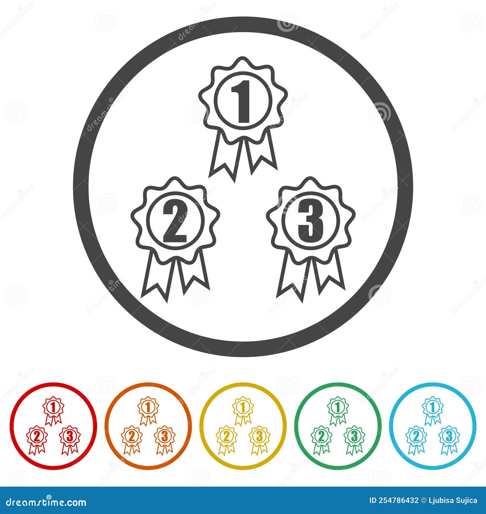 First Place Second Third Award Winner Badge Icon Stock Vector ...