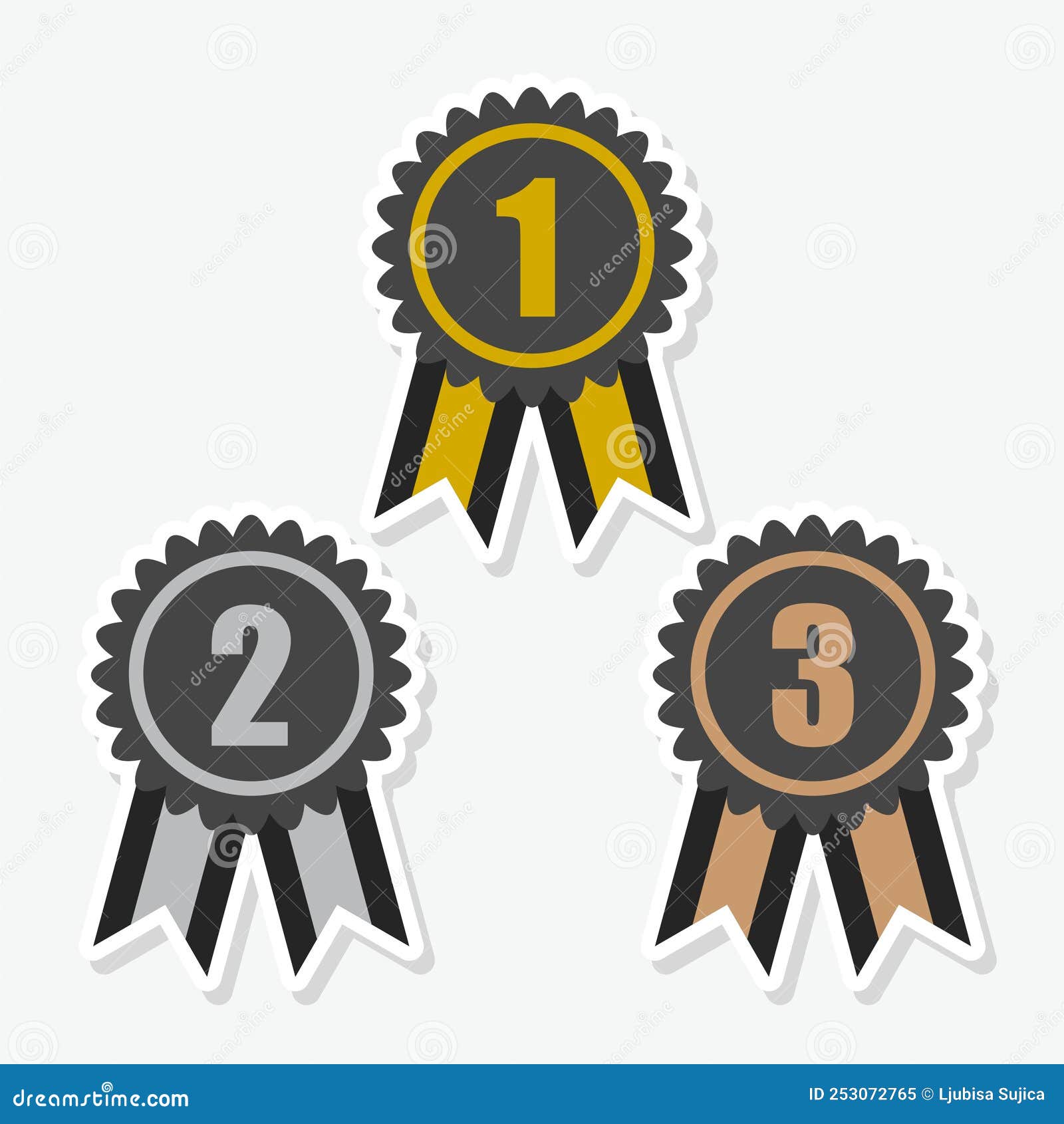 First Place Second Third Award Winner Badge Sticker Stock Vector ...