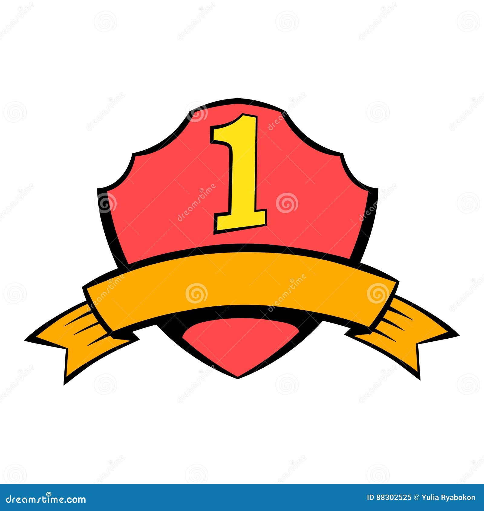 First Place Shield Icon, Icon Cartoon Stock Vector - Illustration of ...