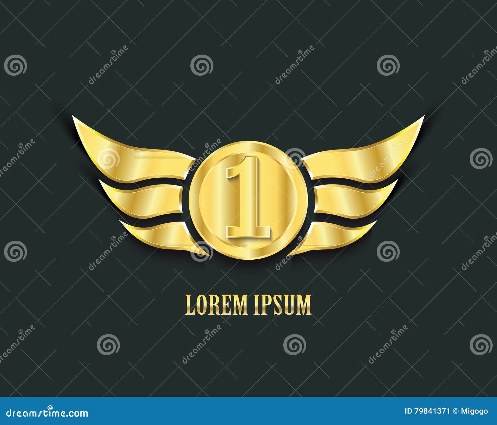 First Place Symbol. Golden Number One with Wings Stock Vector ...