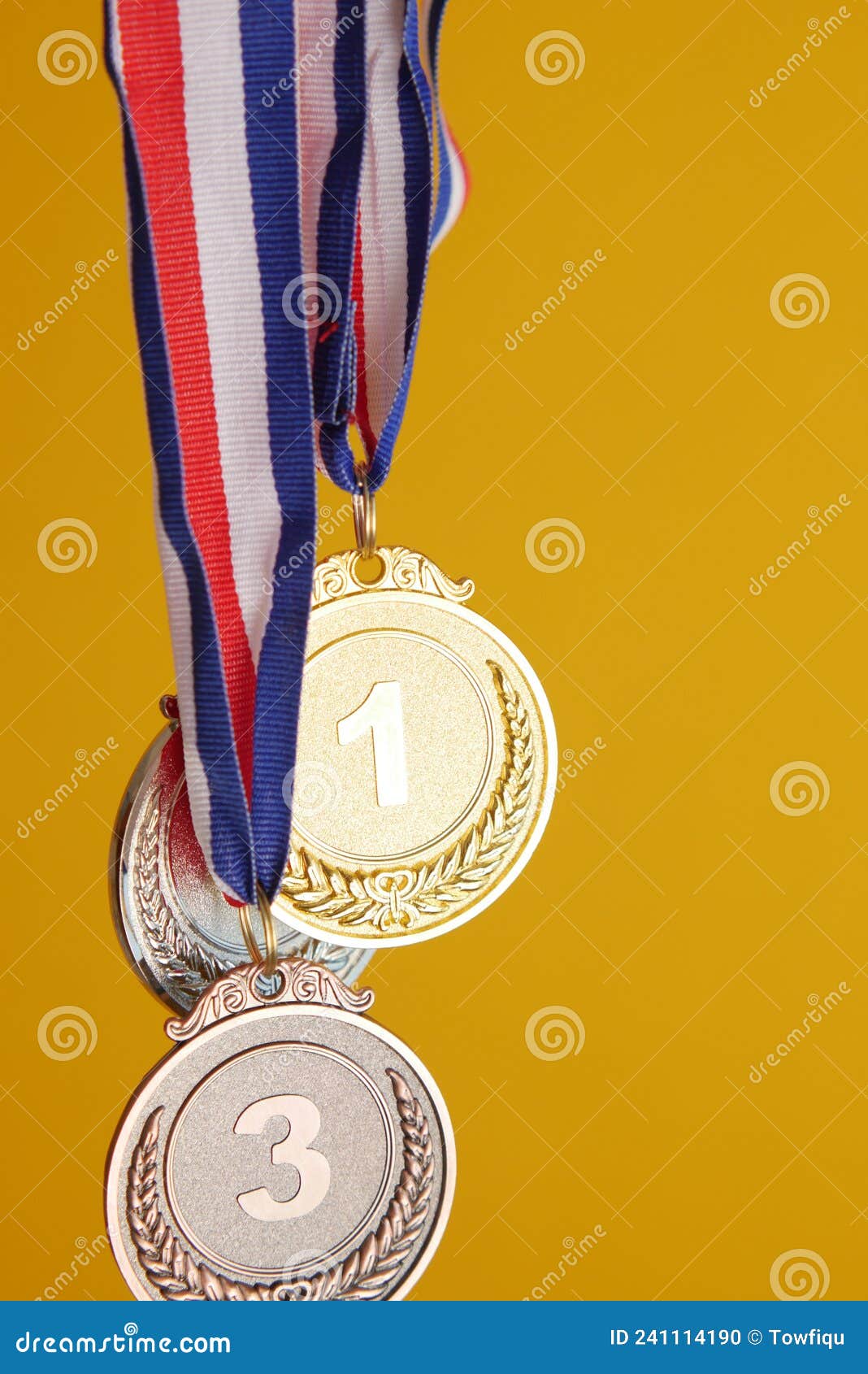 First Place Throphy Against Yellow Background Stock Photo - Image of ...