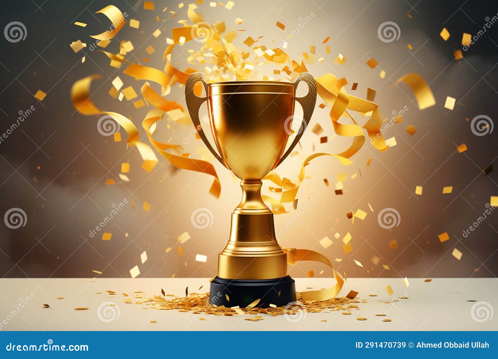 First Place Winners Trophy with Falling Confetti Stock Illustration ...