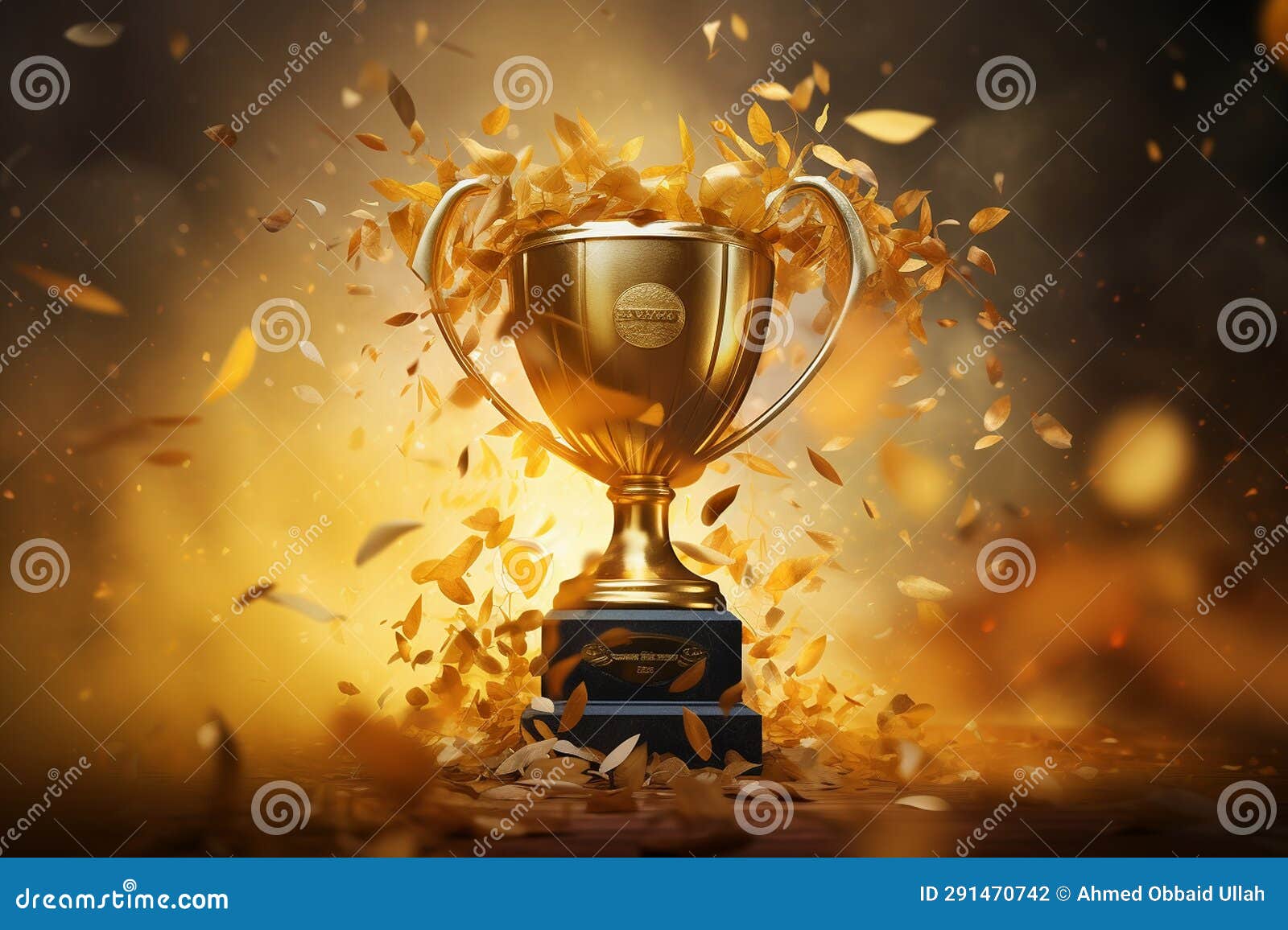 First Place Winners Trophy with Falling Confetti Stock Illustration ...