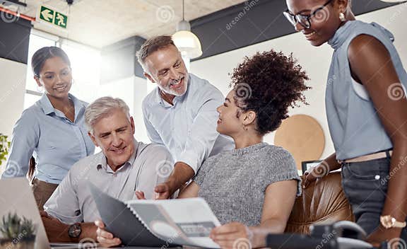 First we Pull Together Then we Pull it Off. a Group of Businesspeople ...