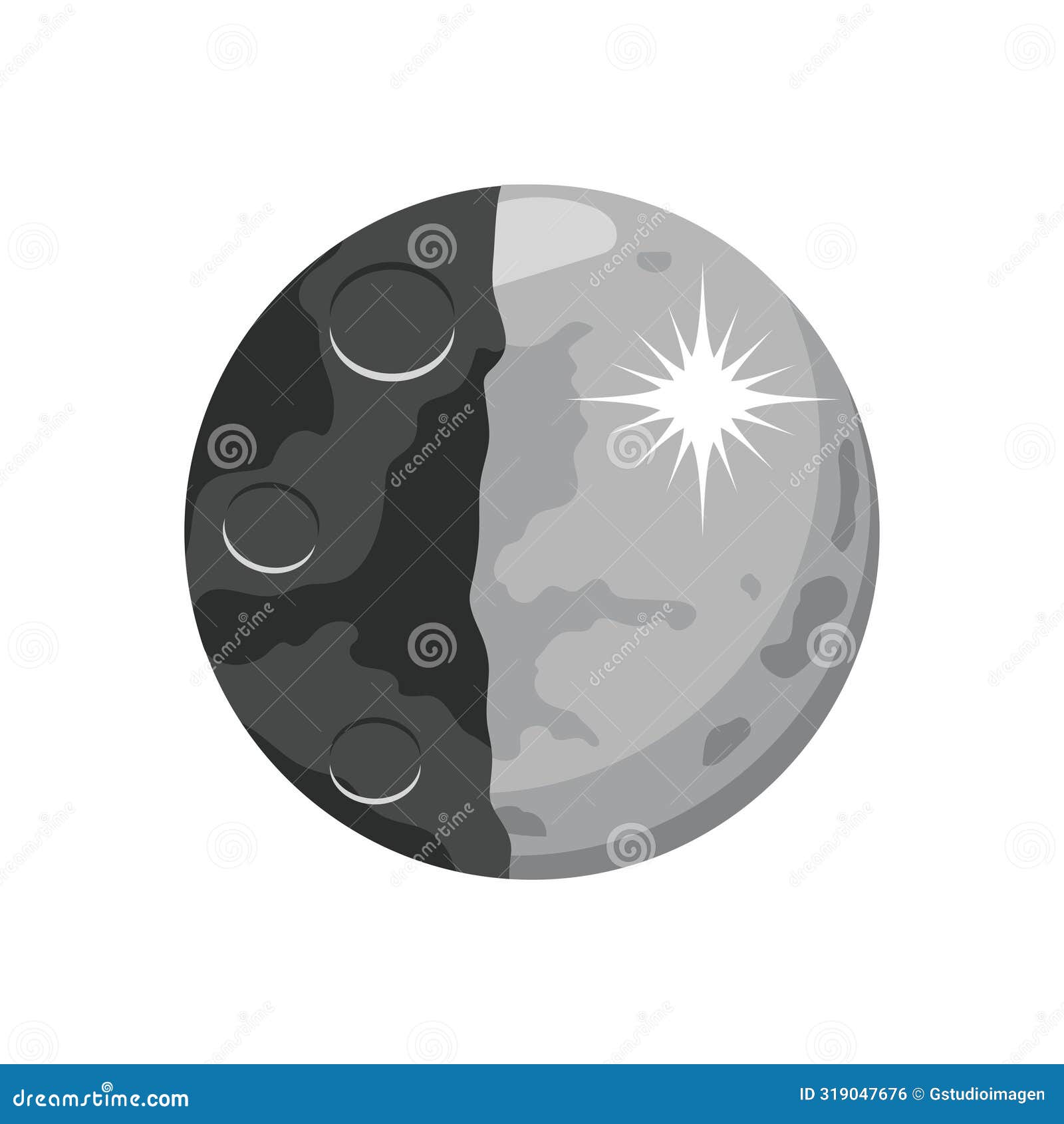 First quarter moon phase stock vector. Illustration of lunar - 319047676
