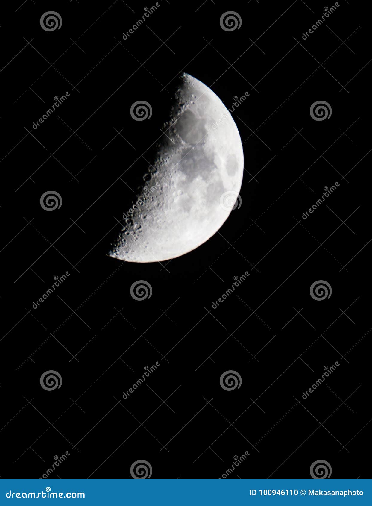 First quarter moon stock photo. Image of marine, satellite - 100946110