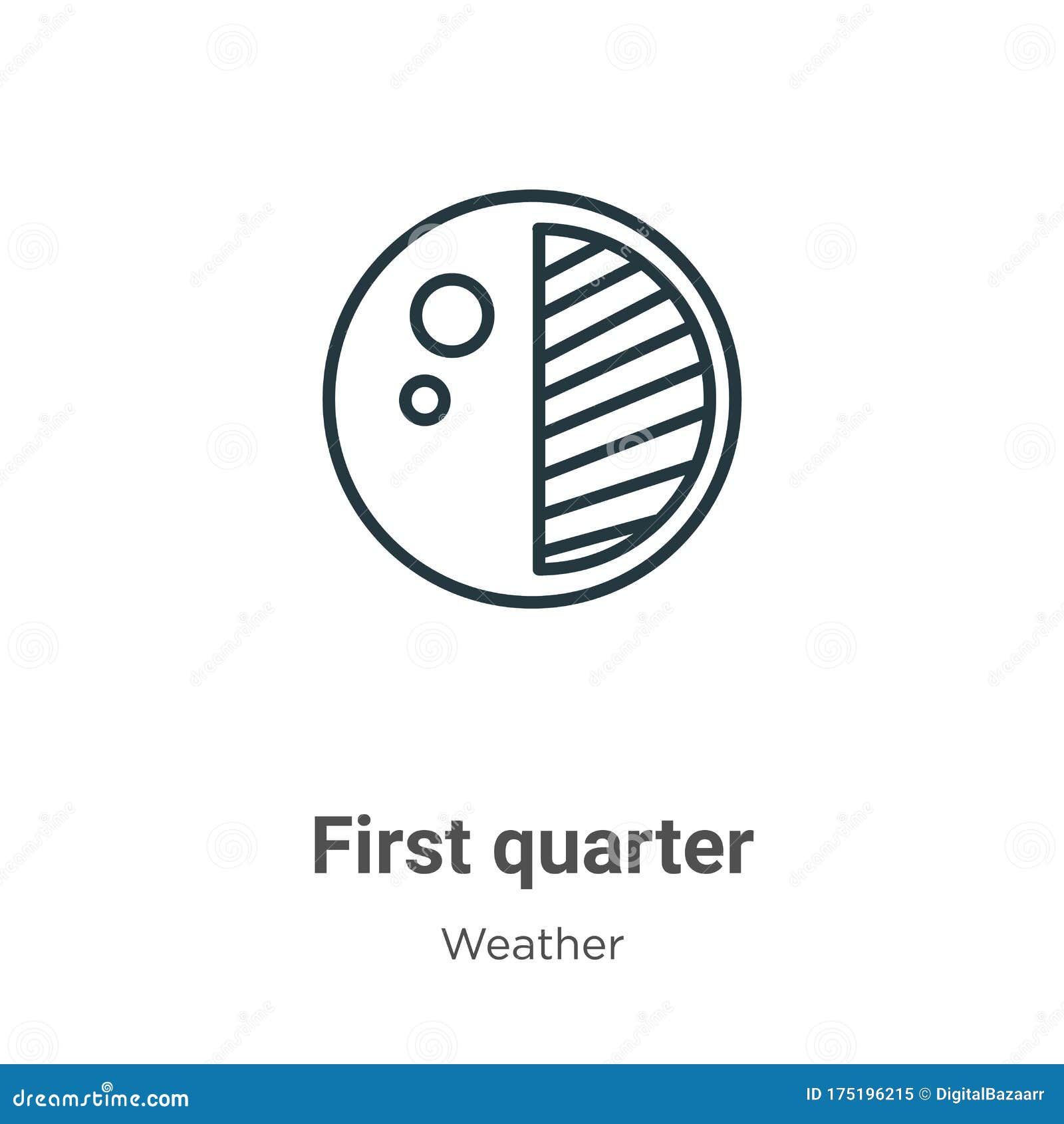 First Quarter Outline Vector Icon. Thin Line Black First Quarter Icon ...