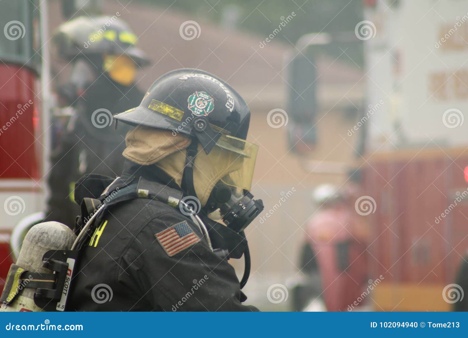 A firefighter on duty editorial image. Image of people - 102094940