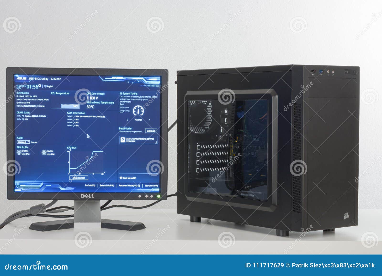 First Running of PC, Bios, Firmware Program of Motherboard Editorial ...