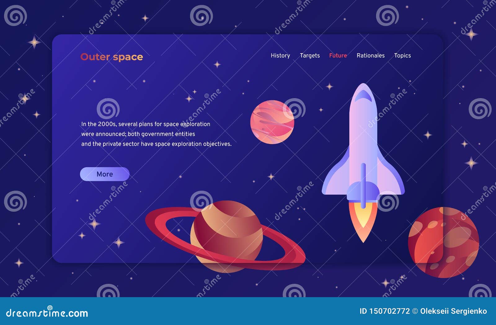 First Screen Space Exploration Template with a Spaceship and Planets ...
