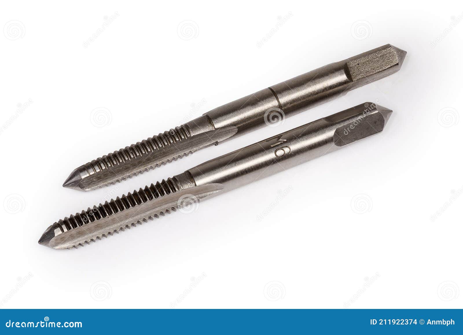 First and Second Taps with Metric Thread Size Designation Stock Photo ...