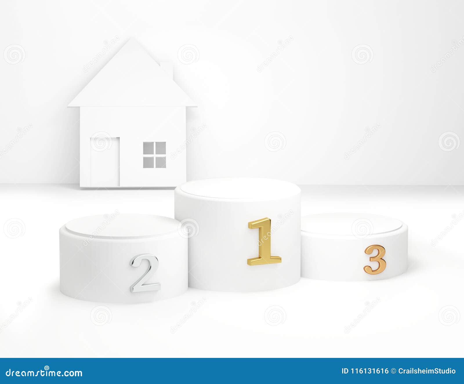 First Second Third House 3D Illustration Stock Illustration ...