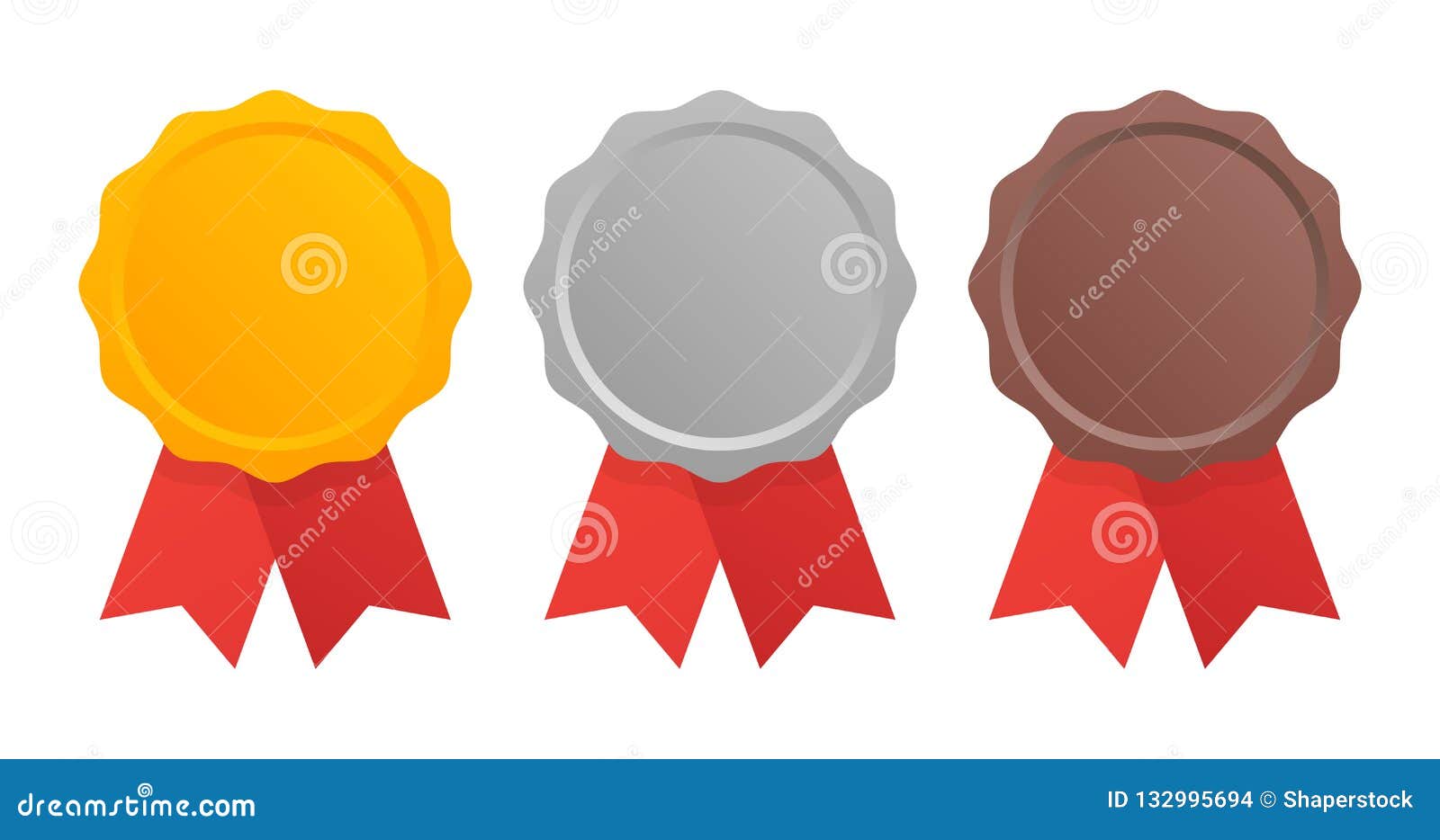 First, Second and Third Place. Award Medals Set Isolated on White with ...