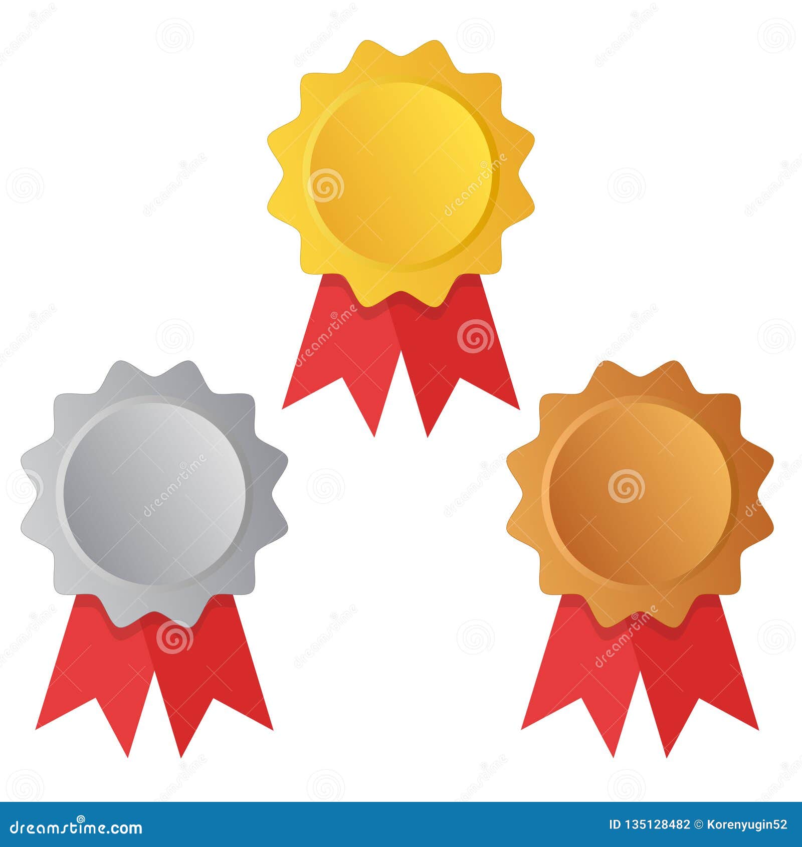 First, Second and Third Place. Award Medals Set Isolated on White with ...