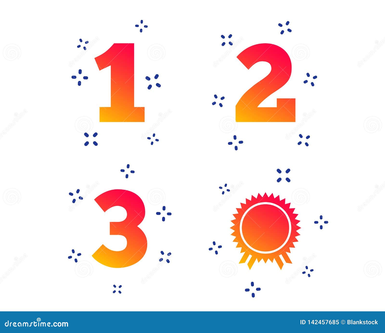 First, Second and Third Place Icons. Award Medal. Vector Stock Vector ...