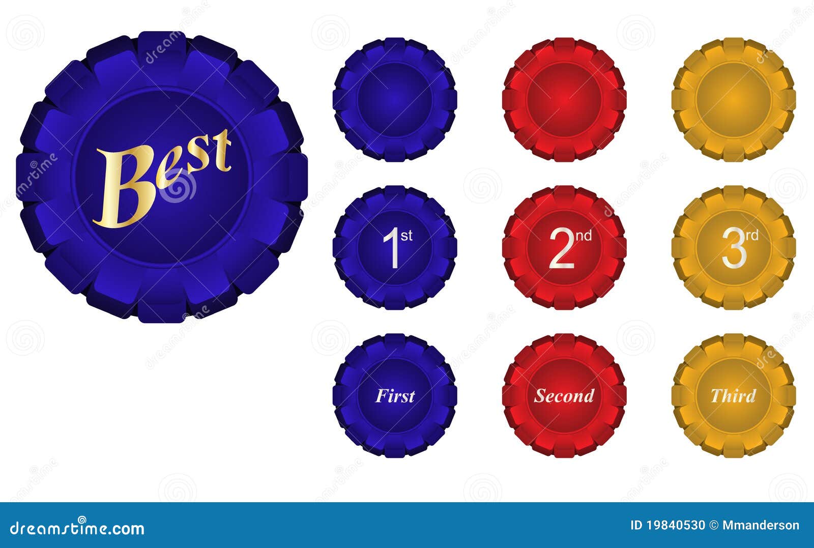 First, Second, Third Place Ribbons Stock Vector - Illustration of prize ...