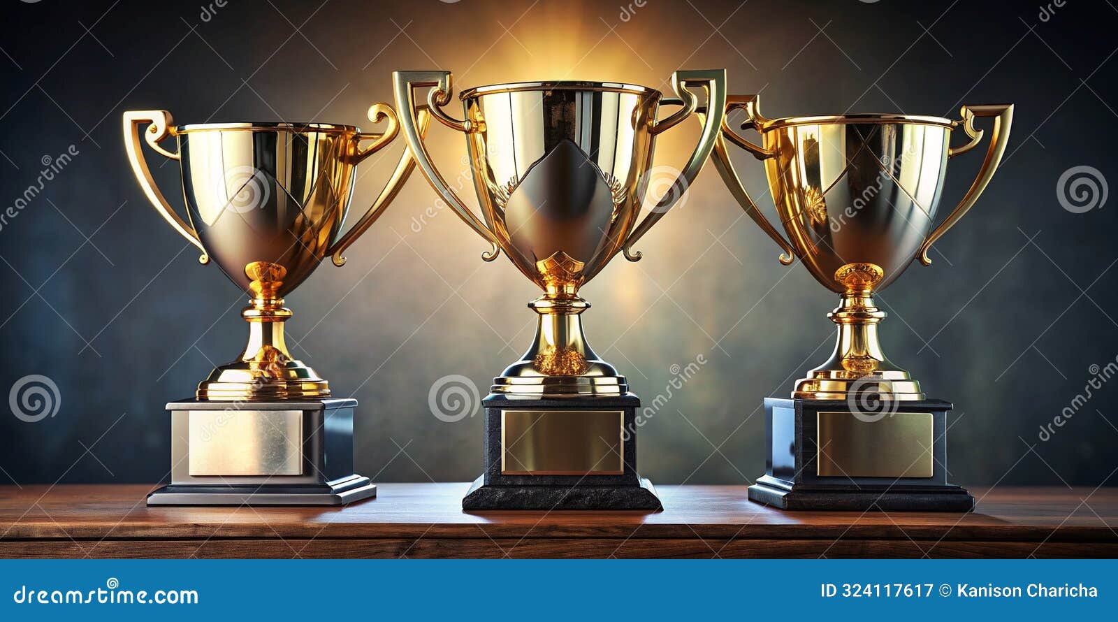 First Second and Third Place Trophies Generative by AI Stock Image ...