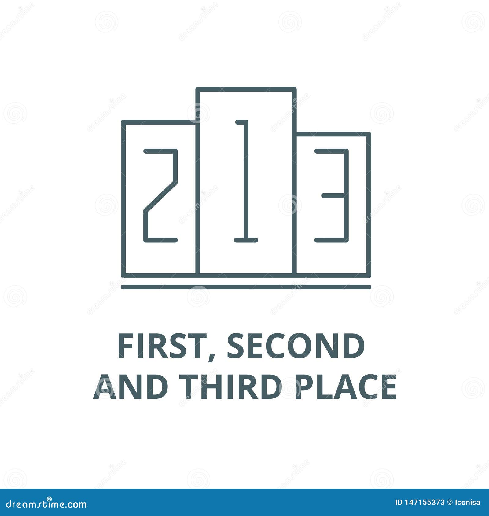 First, Second and Third Place Vector Line Icon, Outline Concept, Linear ...