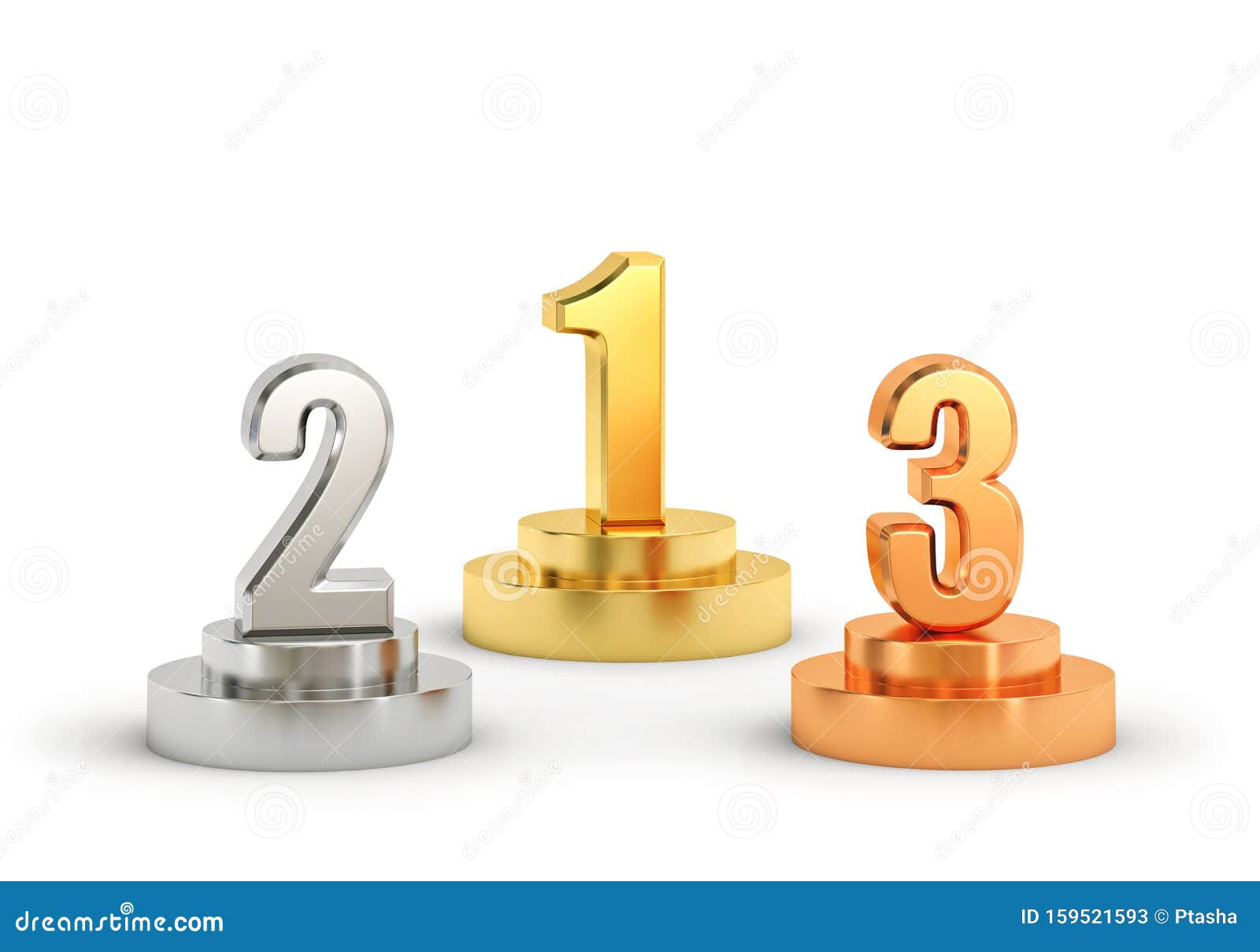 First, Second and Third Places Isolated on White. Clipping Path ...