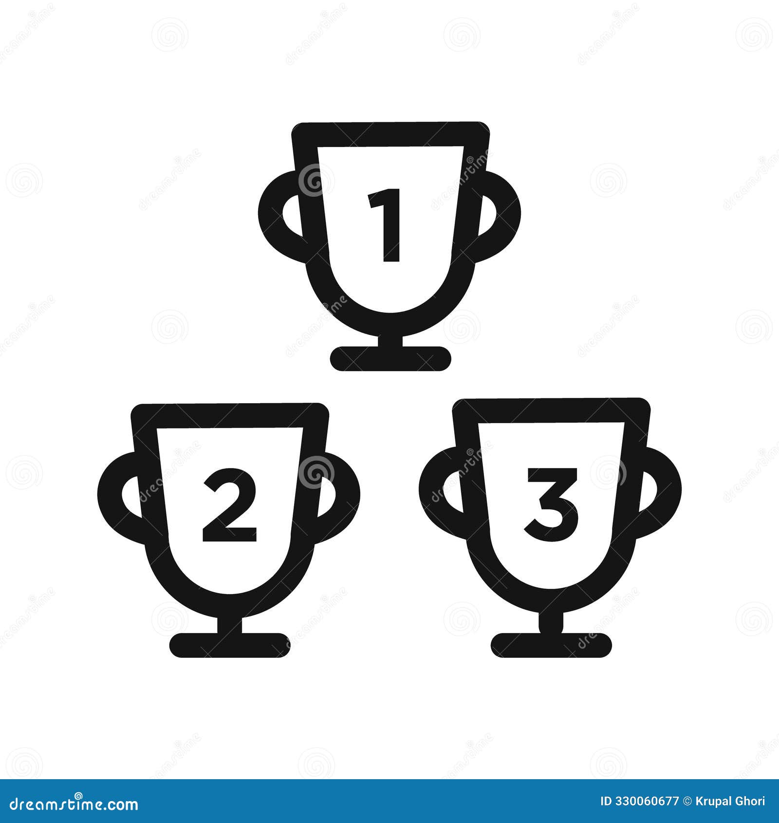 First Second Third Prize Trophy Cup Icon Mark in Filled Style Stock ...